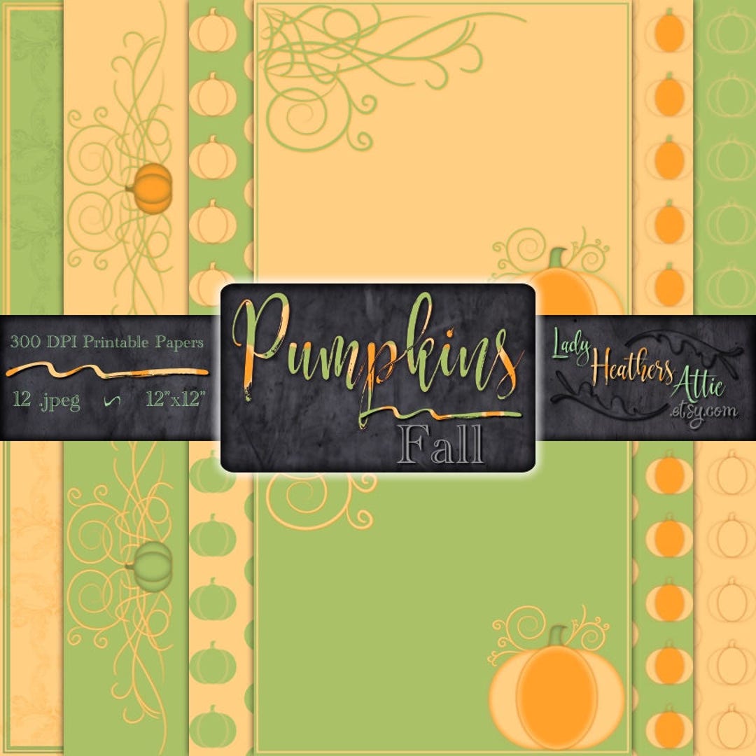Pumpkins Digital Paper, Printable Scrapbook Paper, Fall Color Pack ...
