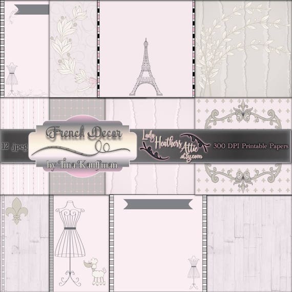 Digital Scrapbook Paper French Decor Digital Paper Printable | Etsy