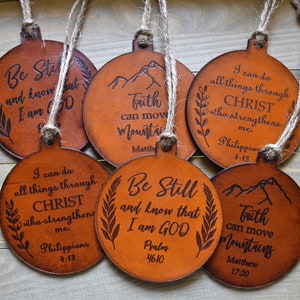 Bible Verse Ornament - Christian Leather Ornament - Ornaments ...