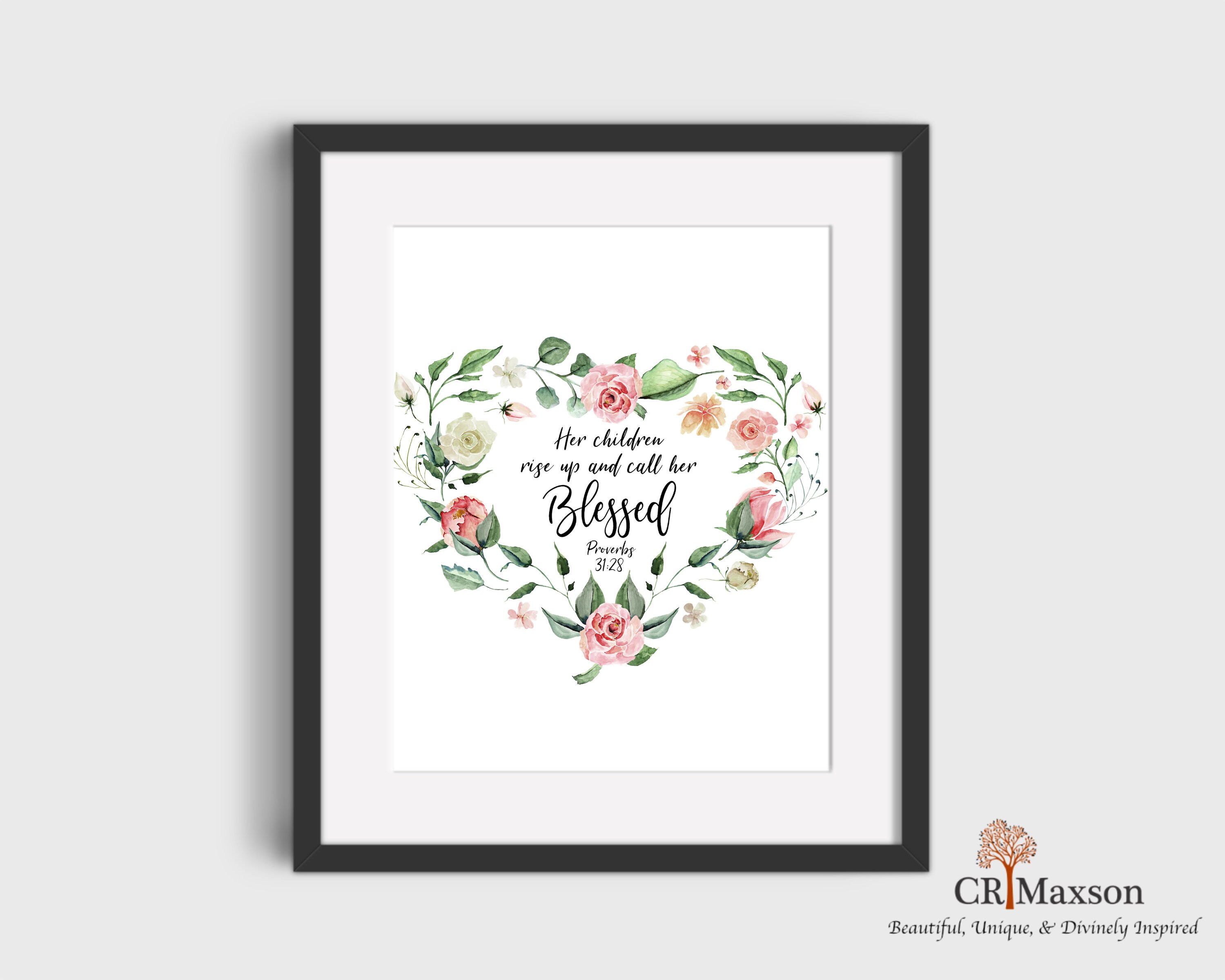 Proverbs 31:28 Bible Verse Art Printable - Christian Wall Art - Bible ...
