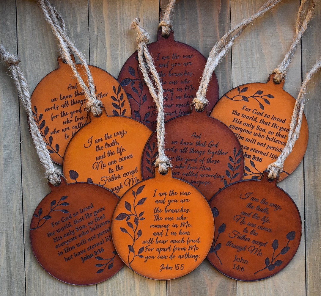 Bible Verse Ornament - Christian Leather Ornament - Ornaments ...