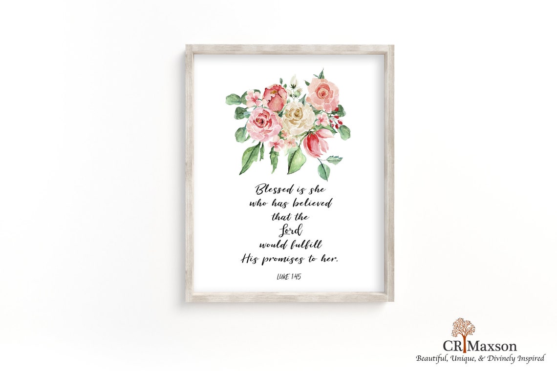 Bible Verse Art Printable Blessed is She Who Has Believed - Etsy