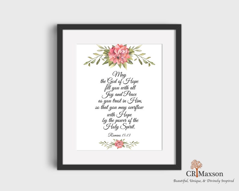 Bible Verse Wall Art Printable - May the God of Hope - Romans 15:13 ...