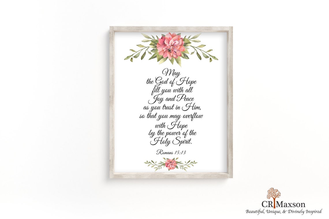 Bible Verse Wall Art Printable May the God of Hope Romans - Etsy