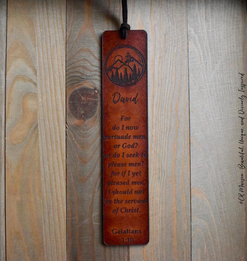 Personalized Christian Gifts for Men - Bible Verse Leather Bookmark ...