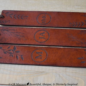 Personalized Leather Bookmark - Monogram Gifts - Monogram Bookmark ...