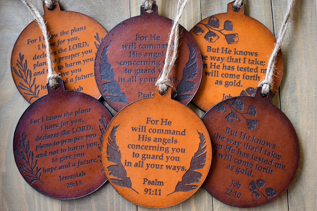 Bible Verse Ornament - Christian Leather Ornament - Ornaments ...