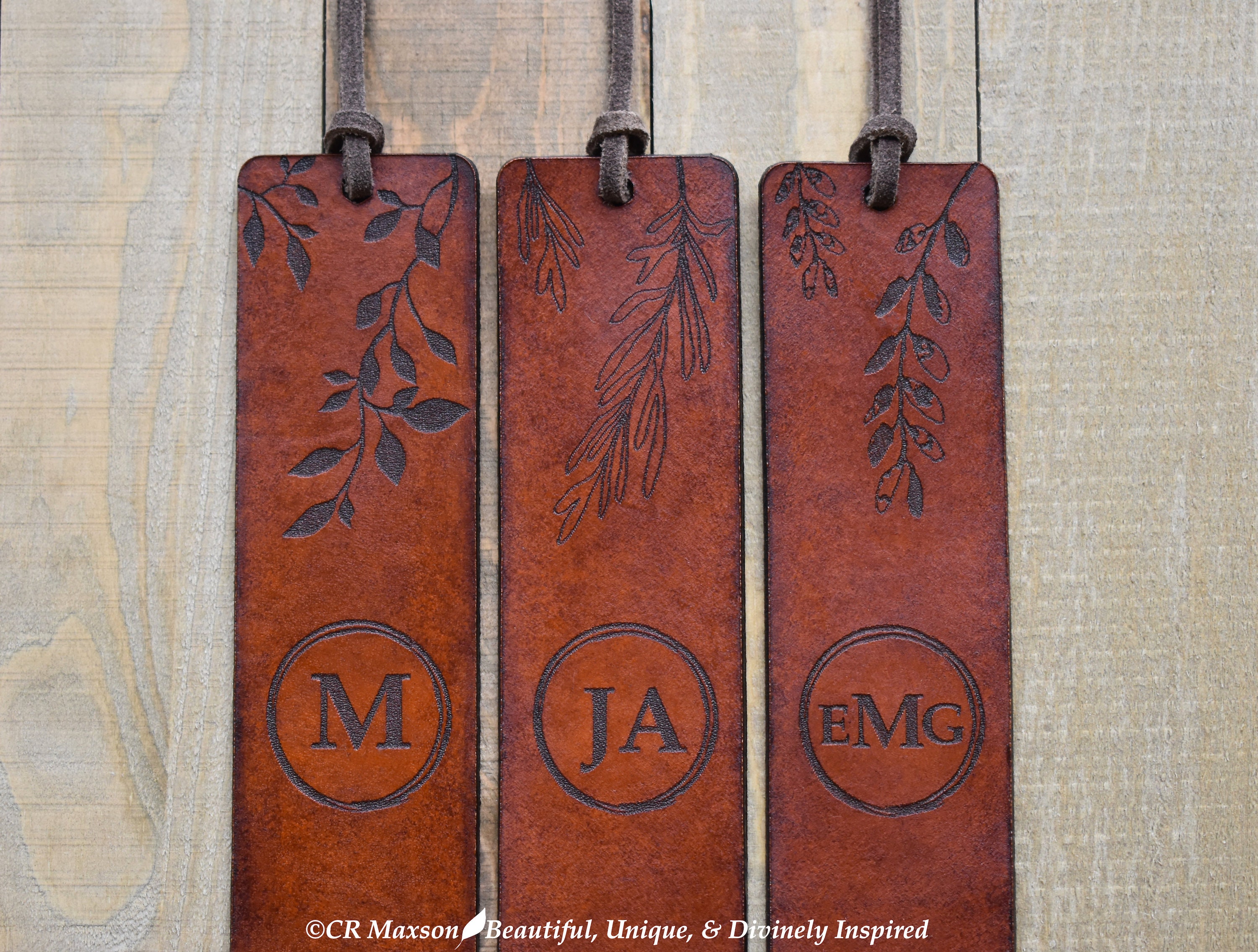 Personalized Leather Bookmark - Monogram Gifts - Monogram Bookmark ...