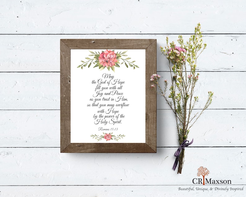 Bible Verse Wall Art Printable May the God of Hope Romans - Etsy