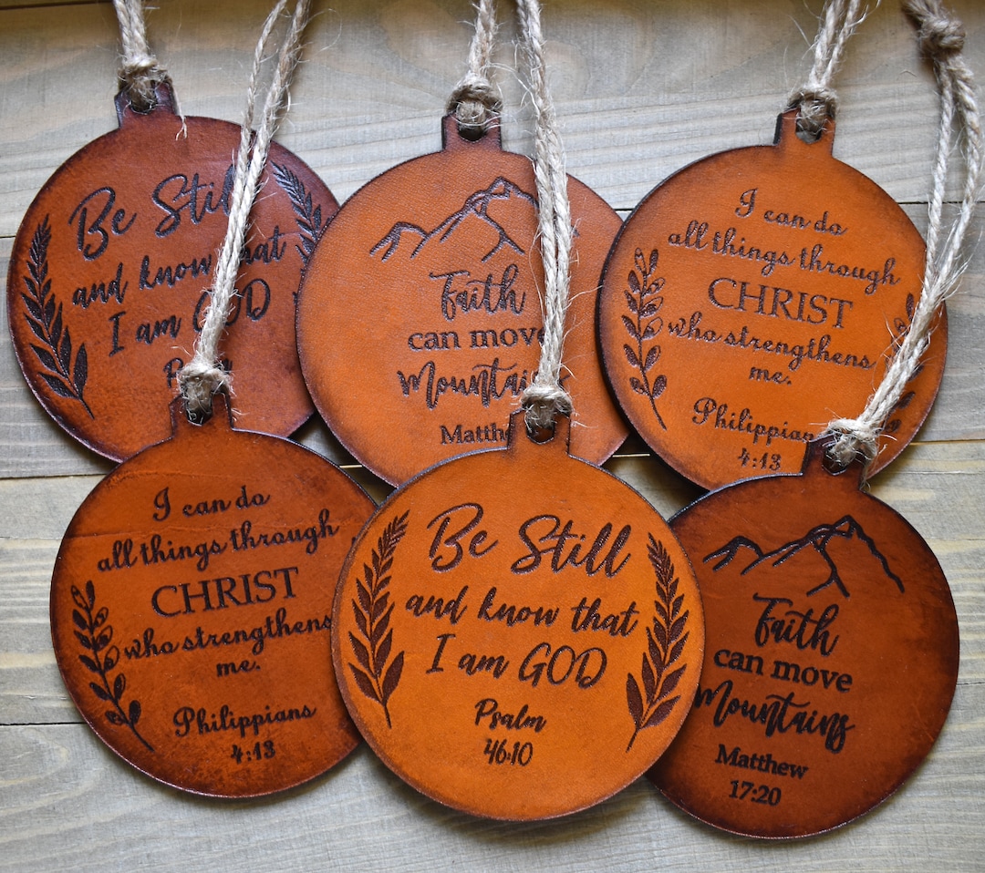 Bible Verse Ornament - Christian Leather Ornament - Ornaments ...