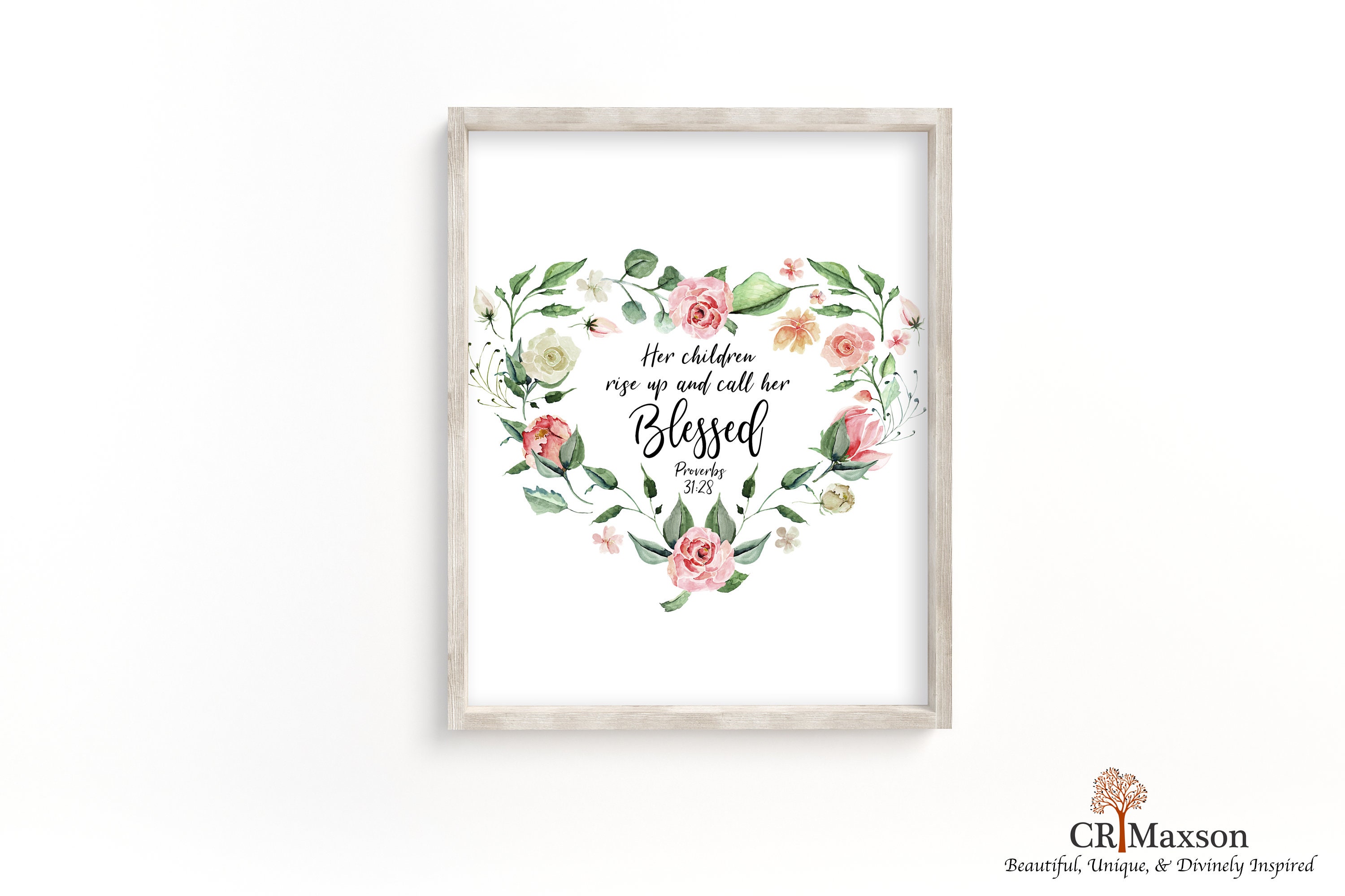 Proverbs 31:28 Bible Verse Art Printable - Christian Wall Art - Bible ...
