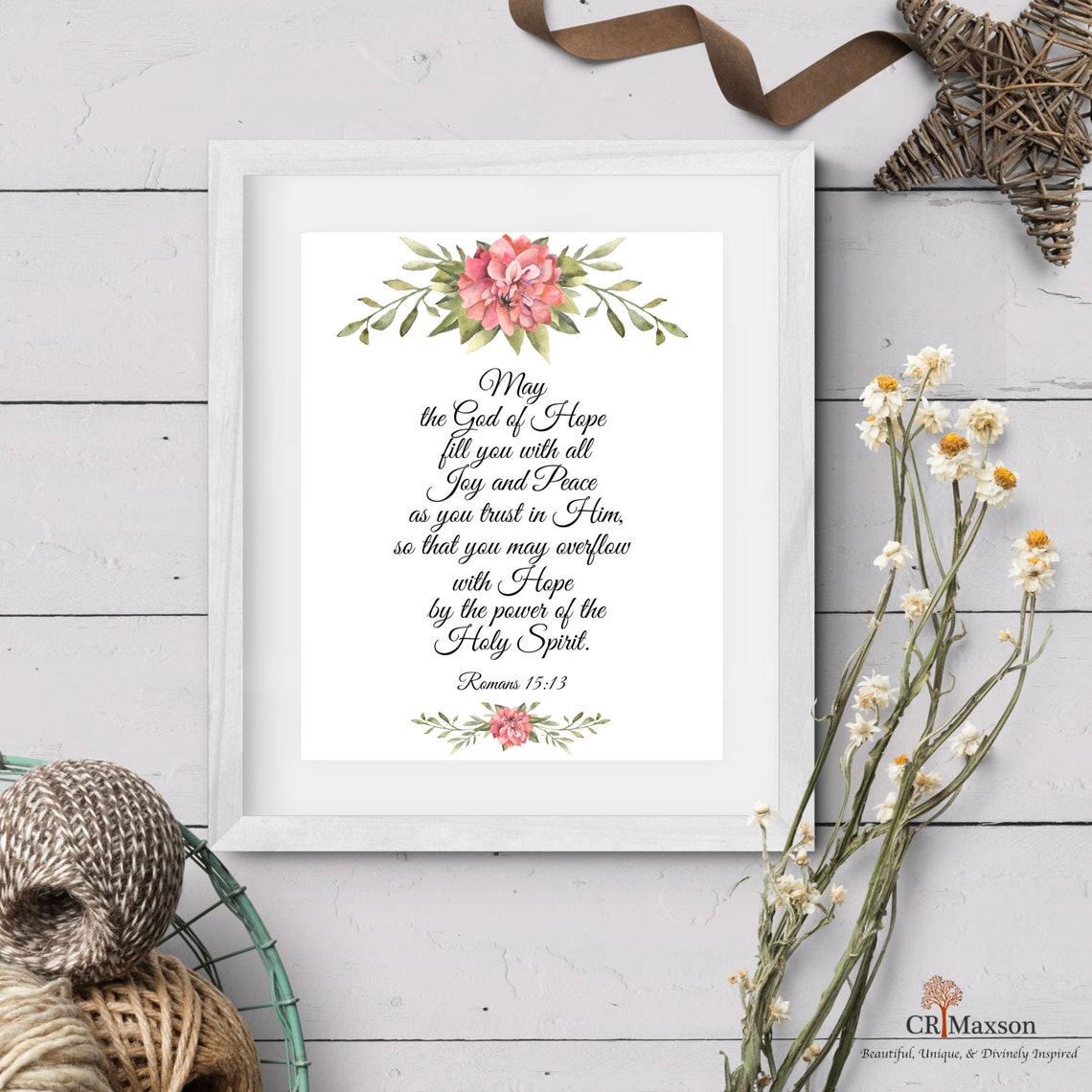 Bible Verse Wall Art Printable May the God of Hope Romans - Etsy
