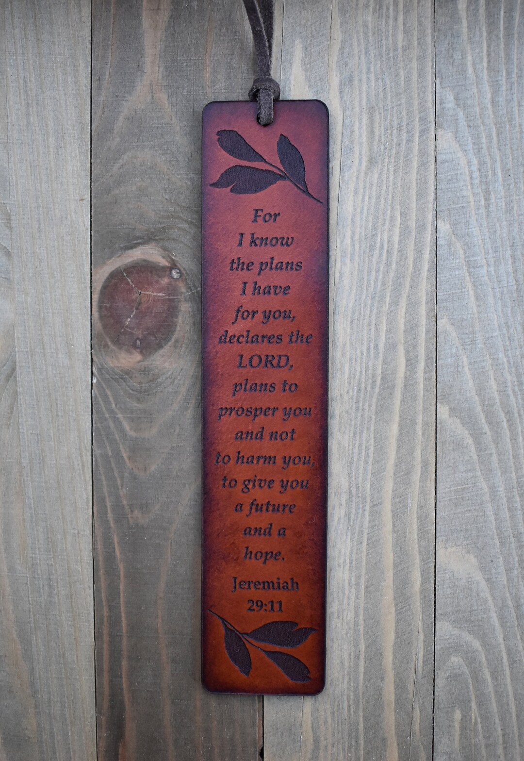Leather Bookmark - Bible Verse Leather Bookmark With Jeremiah 29:11 ...