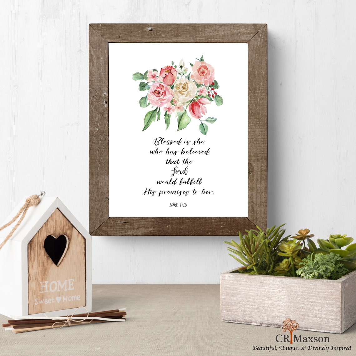 Bible Verse Art Printable Blessed is She Who Has Believed - Etsy