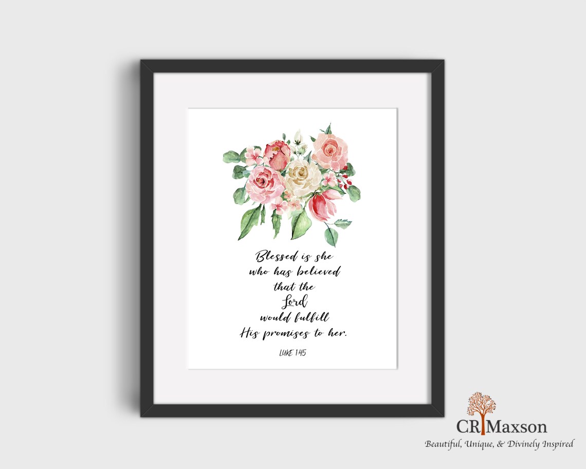 Bible Verse Art Printable Blessed is She Who Has Believed - Etsy