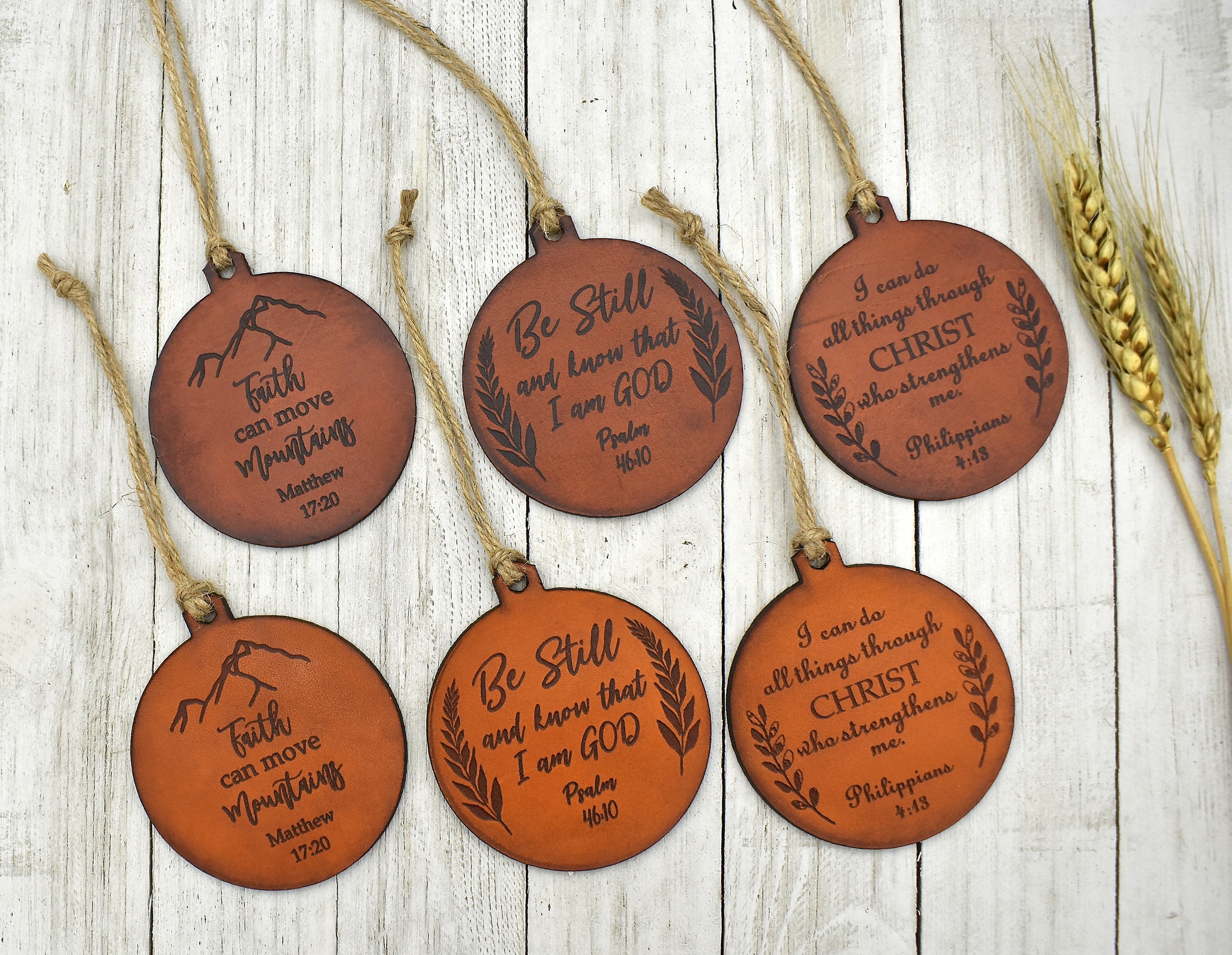 Bible Verse Ornament Christian Leather Ornament Ornaments | Etsy