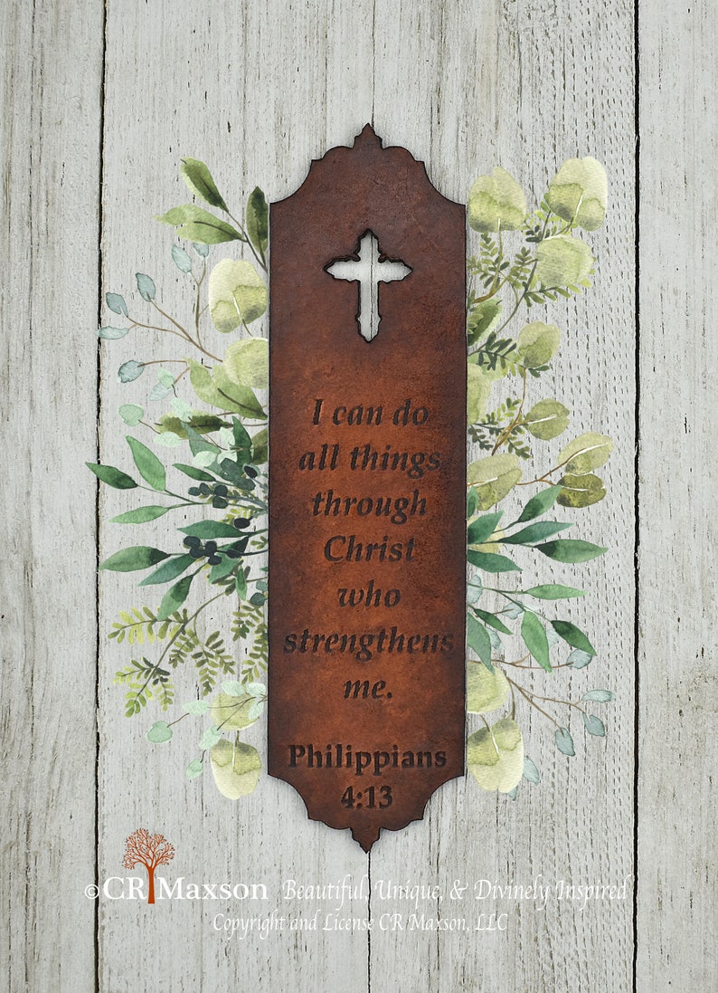 Christian Leather Bookmark Philippians 4:13 Bible Verse - Etsy
