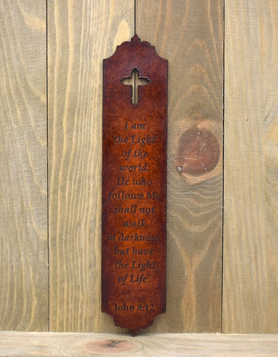 Leather Bookmark John 8:12 NKJV Christian Leather Bookmark | Etsy