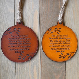Bible Verse Ornament - Christian Leather Ornament - Ornaments ...