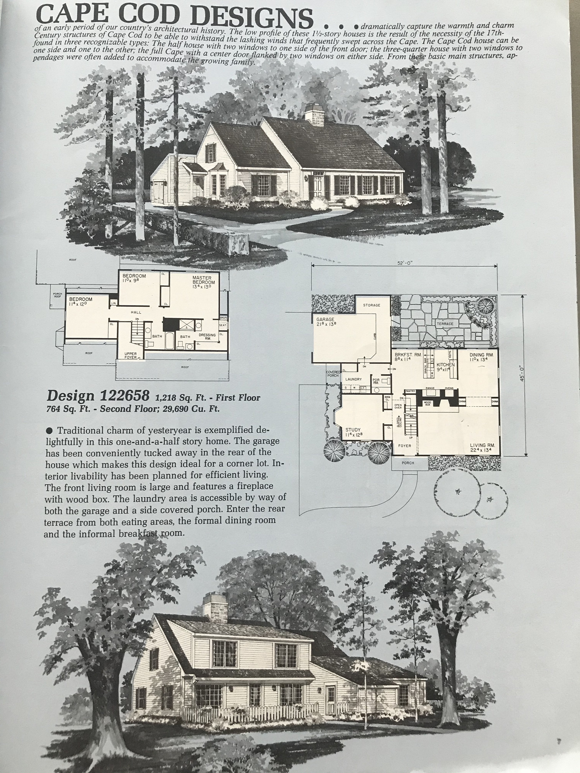 Historic Cape Cod House Plans Cape Cod Colonial House Plan, 1 Story W/