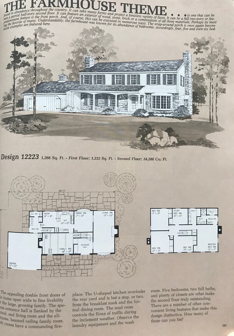 Two Story Homes Vintage House Plans Book Colonial Tudor French Spanish ...