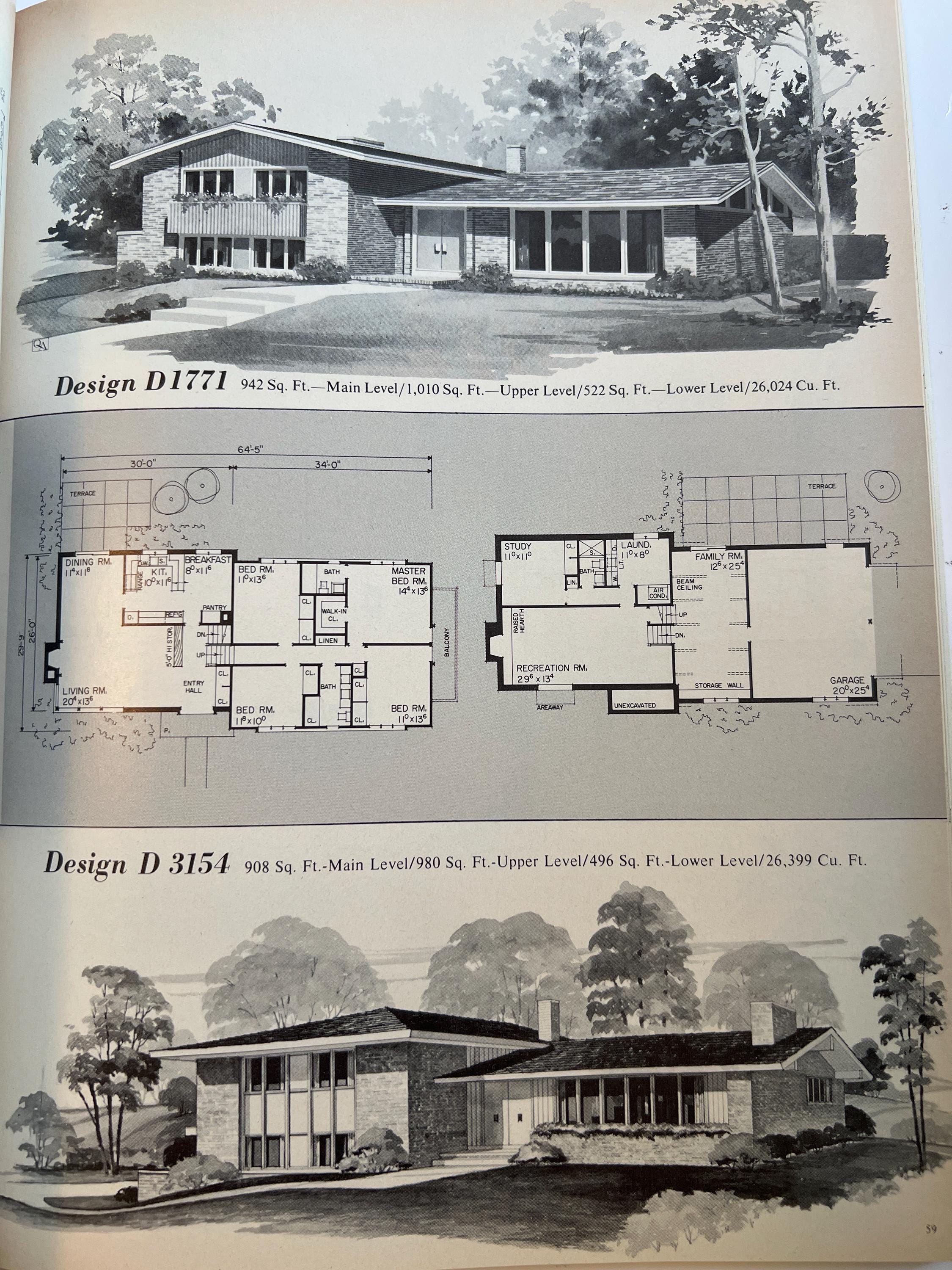 180 Home Plans Multi-level Designs Richard Pollman 1977 Mid Century ...