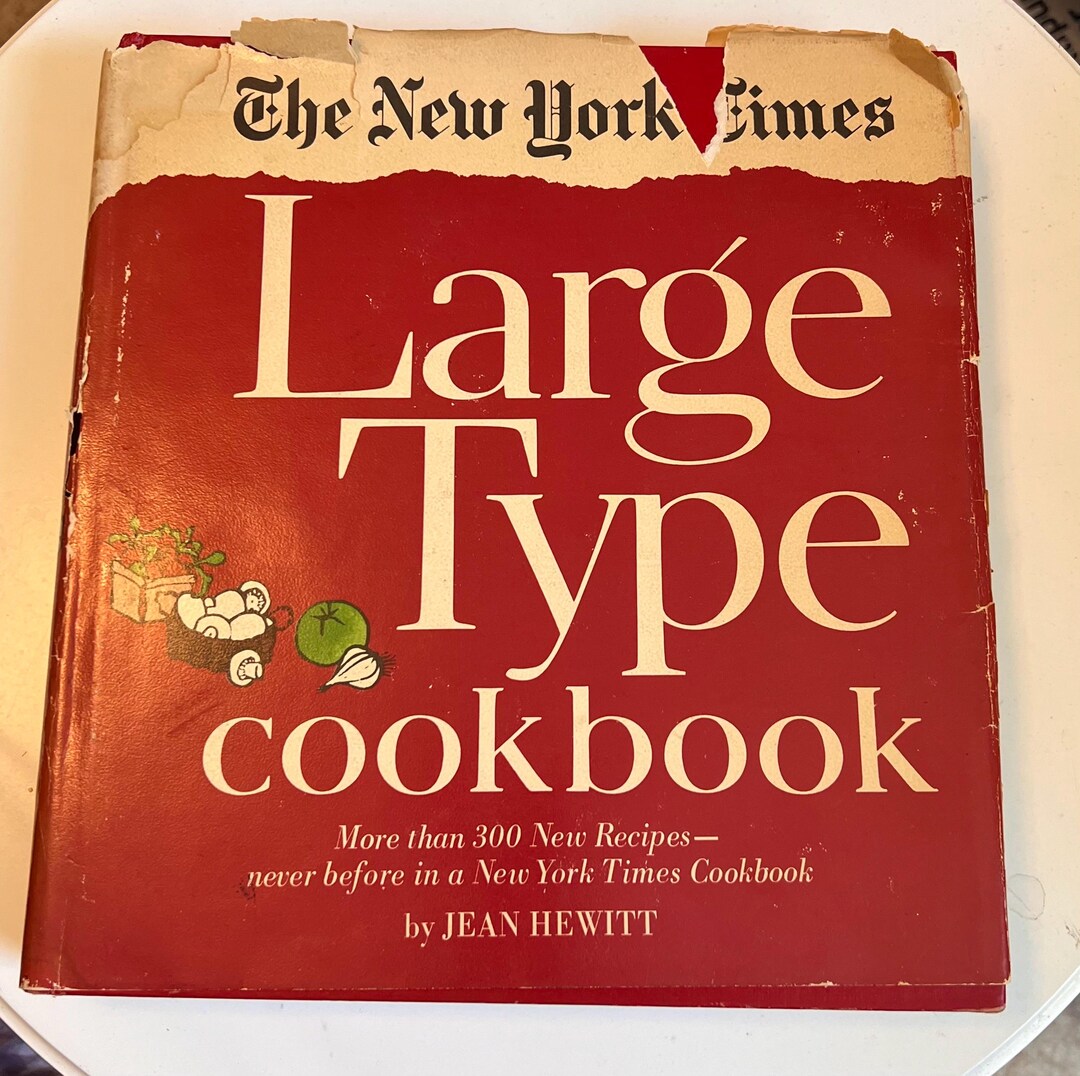 Vintage NY Times Large Type Cookbook, Jean Hewitt, 1968 - Etsy