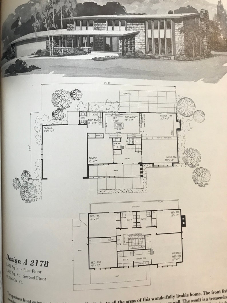 230 Homes 1 1/2 and Two Story Designs Richard Pollman Mid | Etsy
