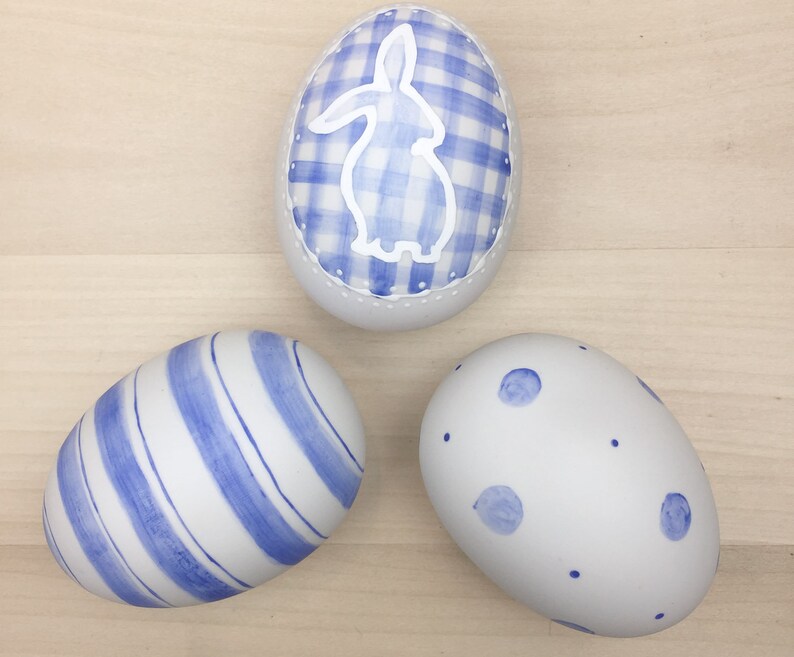 Blue Easter Egg Set Ceramic Eggs - Etsy