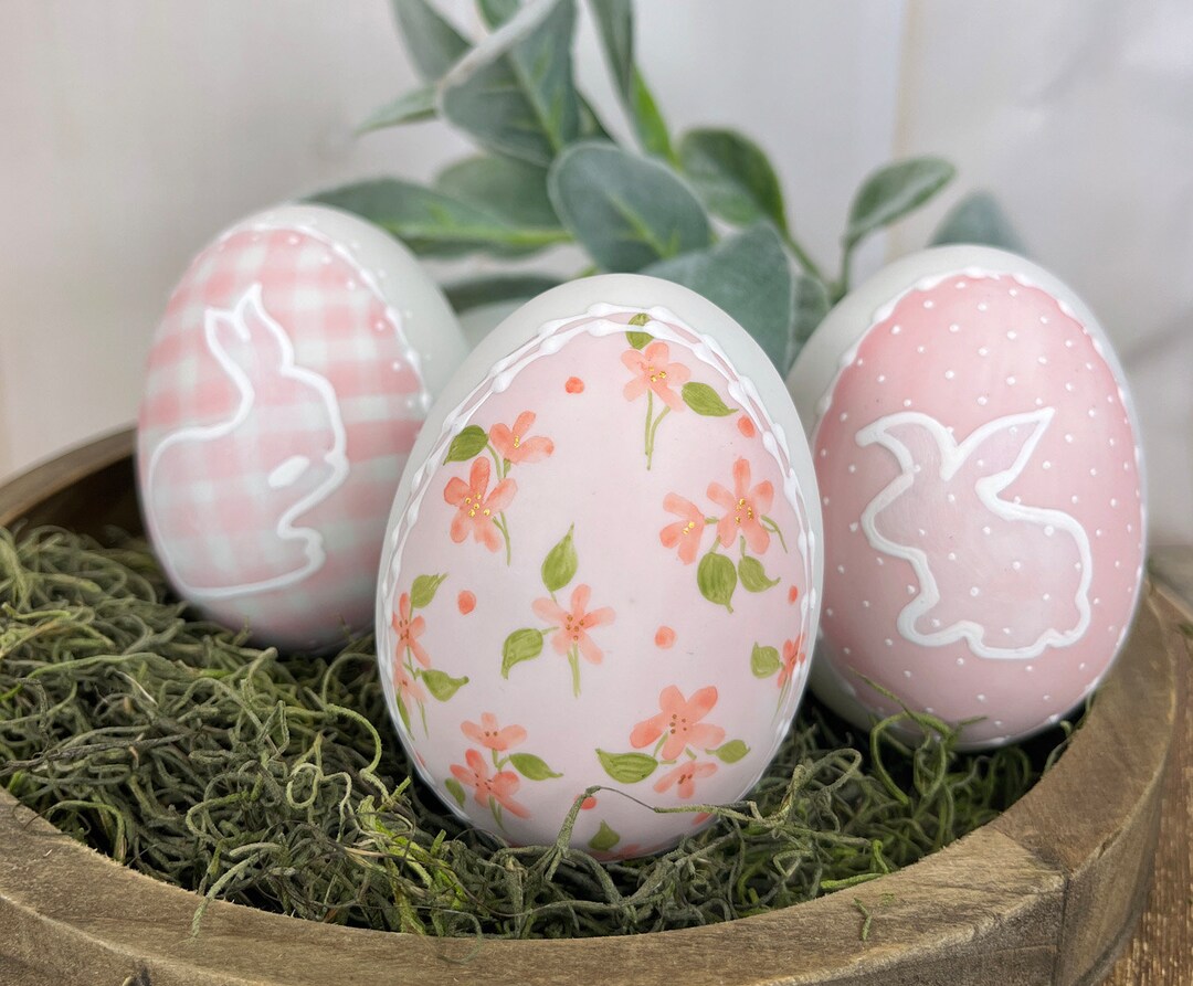 Light Pink Ceramic Egg Set - Etsy
