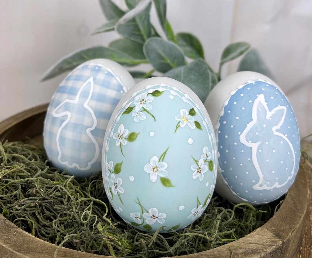 Light Blue Ceramic Egg Set - Etsy