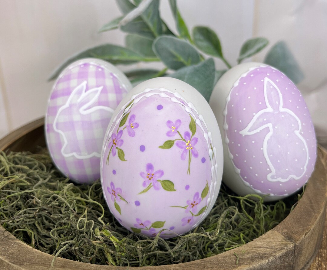 Lavender Ceramic Egg Set - Etsy