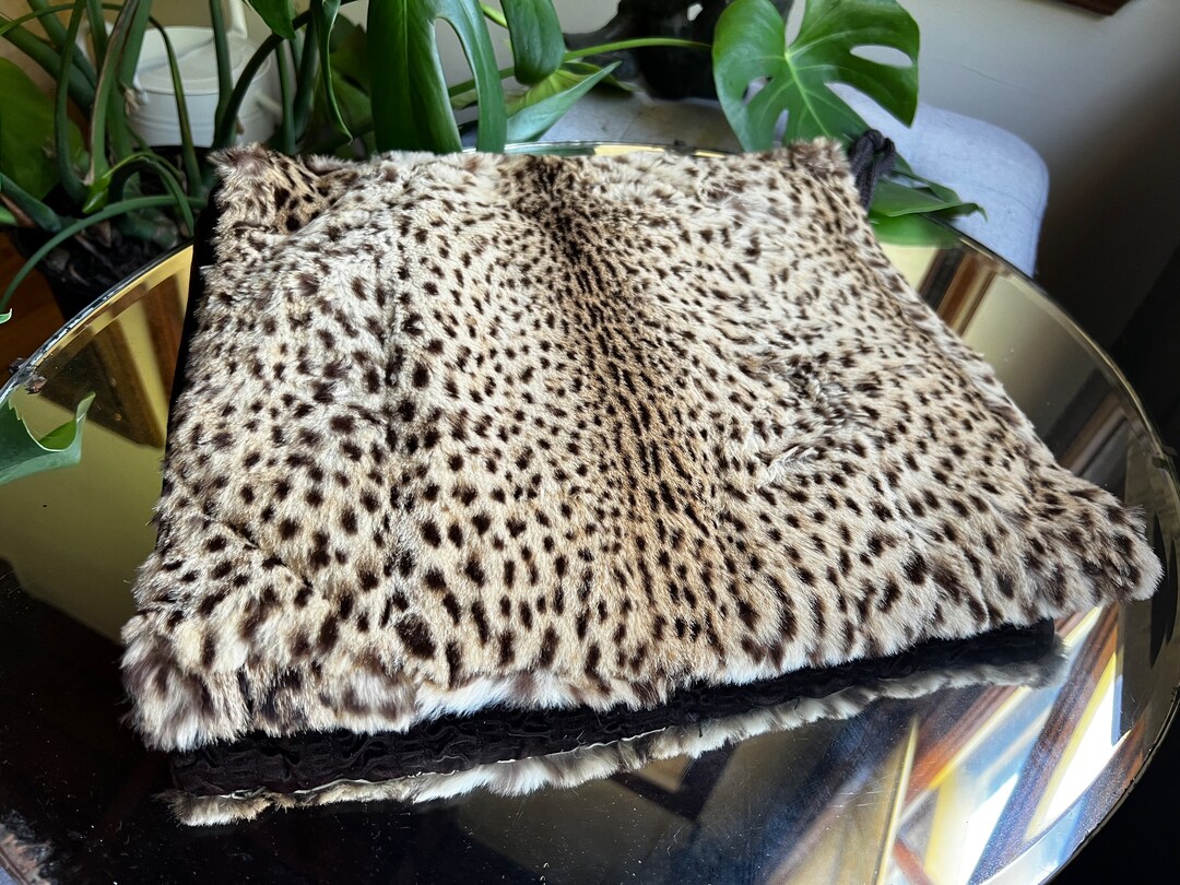 Vintage 1950s Animal Print Rabbit Fur Hand Muff Clutch Bag - Etsy