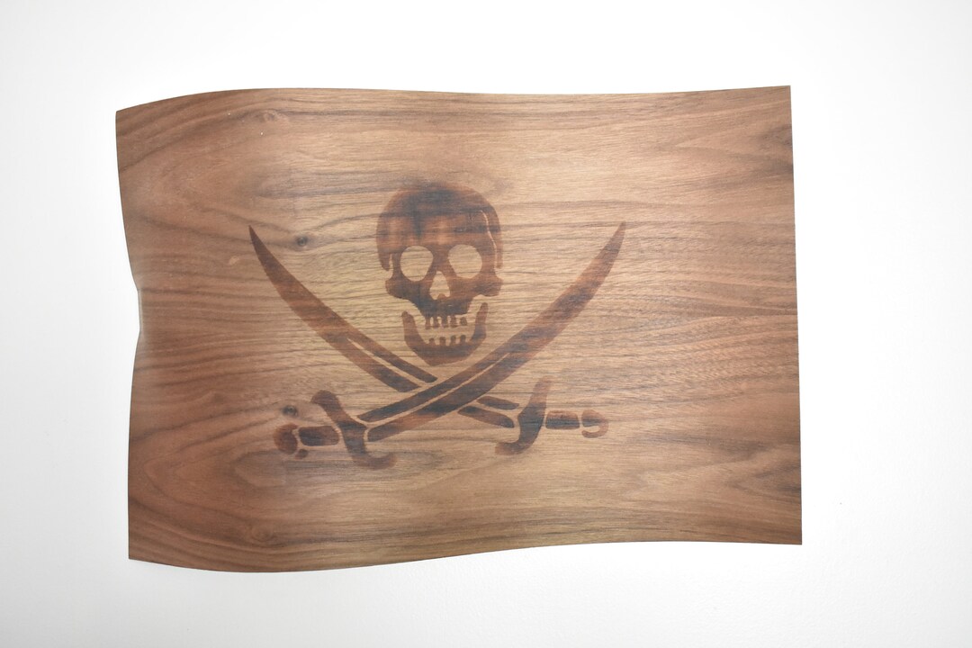 Wooden Veneer Pirate Flag, Waving Wooden Pirate Flag, Boys Wall Art ...
