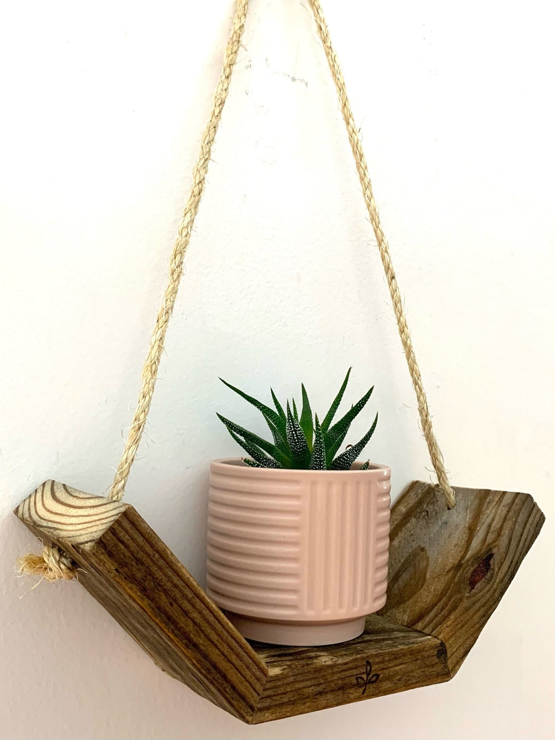 Hanging Plant Holder, Rustic Wood Wall Shelf, Small Shelf, Knick Knack ...