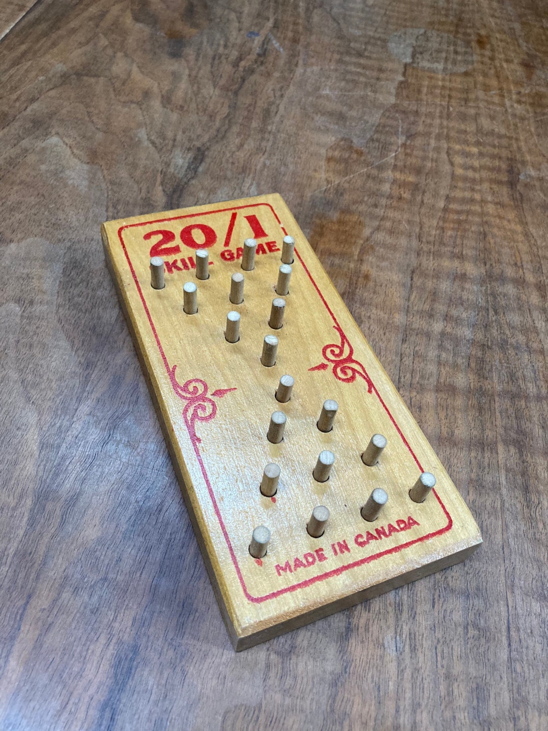 Vintage Wooden Solitaire Peg Game - 20/1 Skill Game - Complete Wooden ...