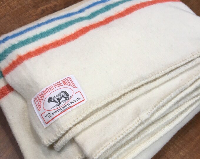 Mid-century Striped Wool Blanket - Made in Newfoundland - Canadian ...