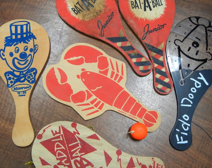 6 Vintage Bat-a-ball Toys (bolo Bats) - Etsy