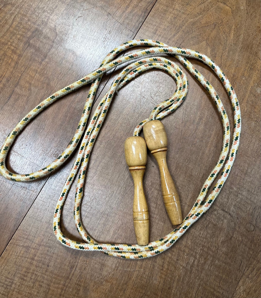 Vintage Jump Rope Skipping Rope With Wooden Handles and Cotton Braided ...