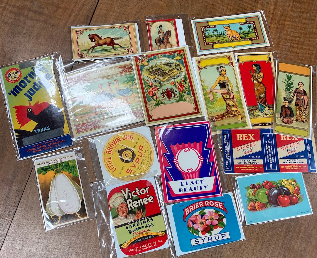 16 Vintage Food Labels - Early 1900 Original Lithographed Food Labels ...