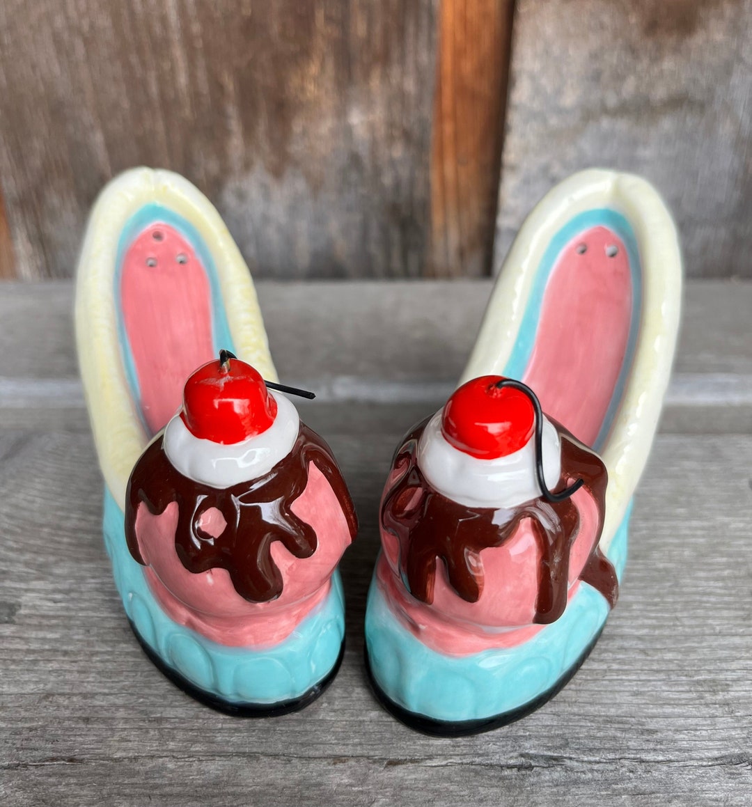 Vintage Salt and Pepper Shakers - Ice Cream Sundae High Heel Shoes - Etsy