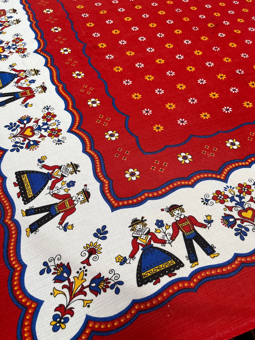 Vintage Austrian Kolf Tablecloth With Folklore Girl and Boy in ...