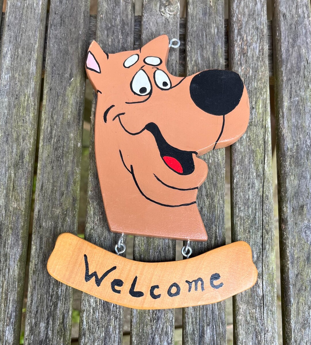 Vintage Scooby-doo Welcome Sign - Handpainted Folk Art Scooby-do Sign ...