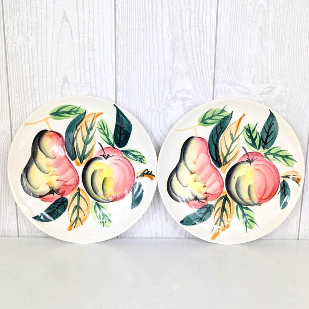 Vintage Fruit Plates Nasco Hand Painted Dessert Plates Set of 2 Pear ...