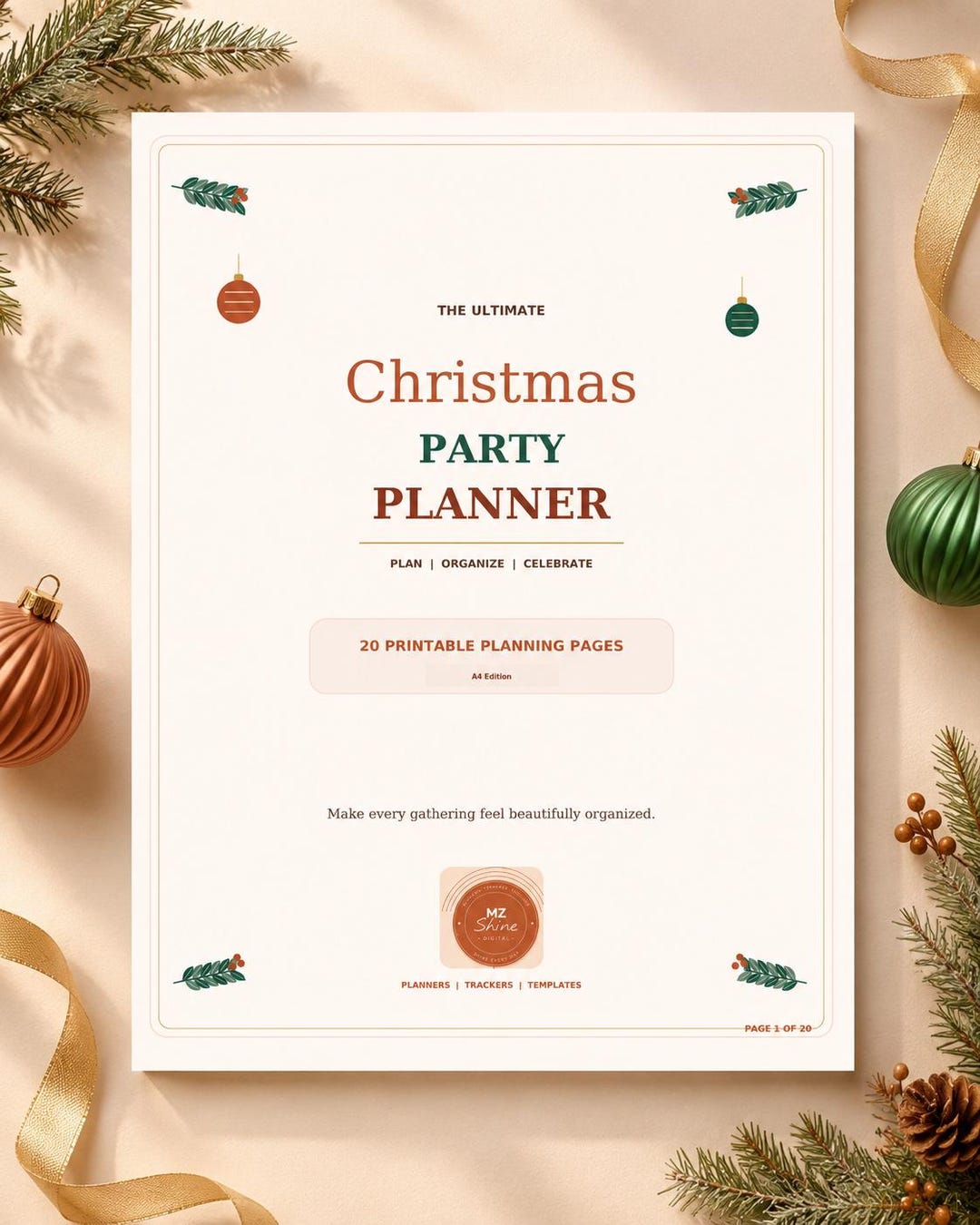 Christmas Party Planner Printable, Guest List Budget Menu RSVP Tracker ...
