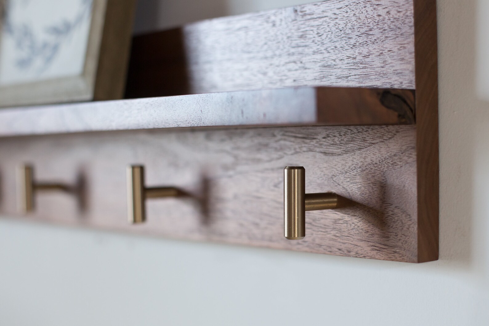 Solid Walnut Coat Rack With Shelf Wall Mount Coat Rack - Etsy