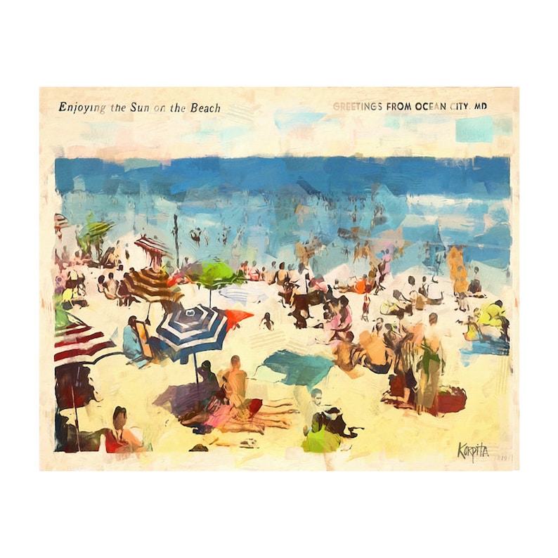 Vintage Postcard Art Vintage Beach Old Beach Postcard Beach | Etsy