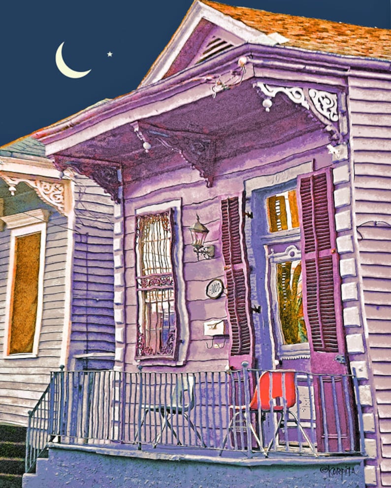 New Orleans Art NOLA Print Shotgun House Art Colorful - Etsy