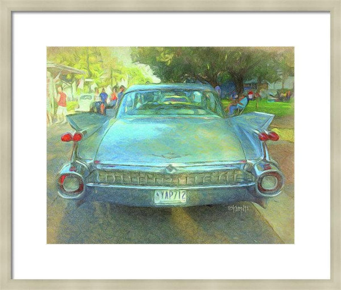 Classic Car Art Old Cadillac Print Cars With Big Fins | Etsy