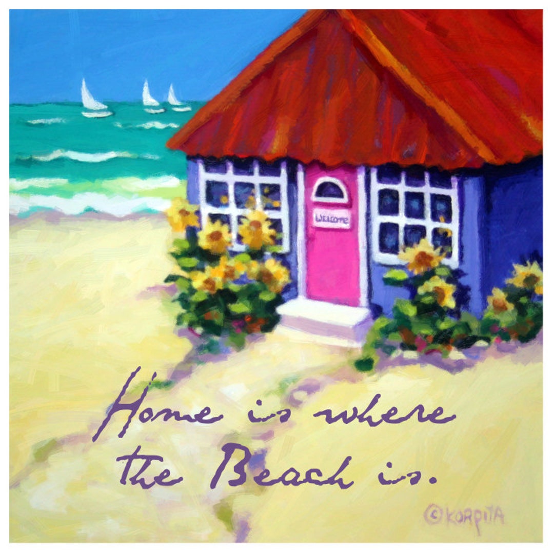 Tiny Colorful Beach Cottage Inspirational Quote Seashore Word - Etsy